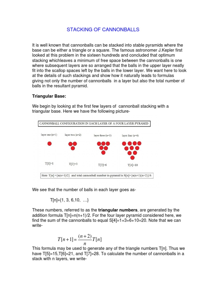 Stacking of Cannonballs: Triangular Base | Download Free PDF | Triangle ...