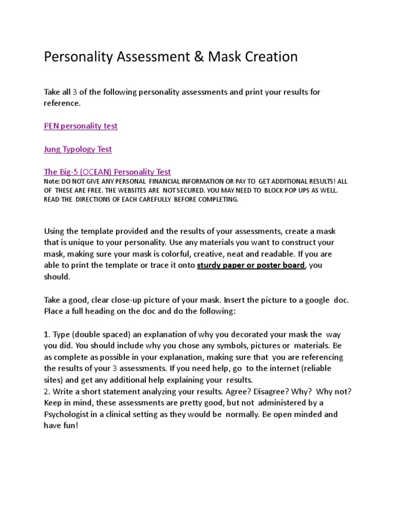 Personality Mask Assignment VIRTUAL | PDF | Career & Growth