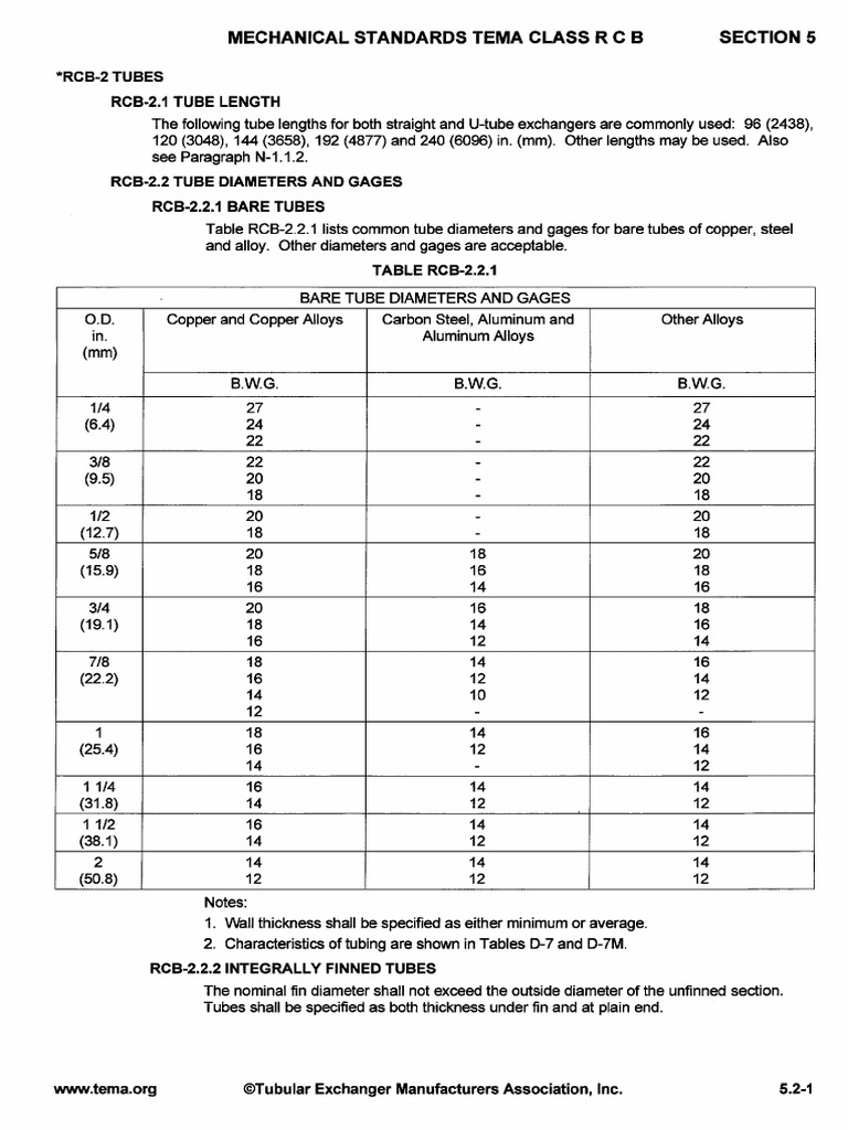 Mechanical Standards Tema Class R C B Section 5: ®tubular Exchanger ...