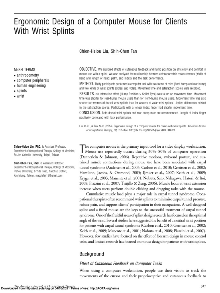 Ergonomic Design For Computer Mouse | PDF | Anatomical Terms Of Motion ...
