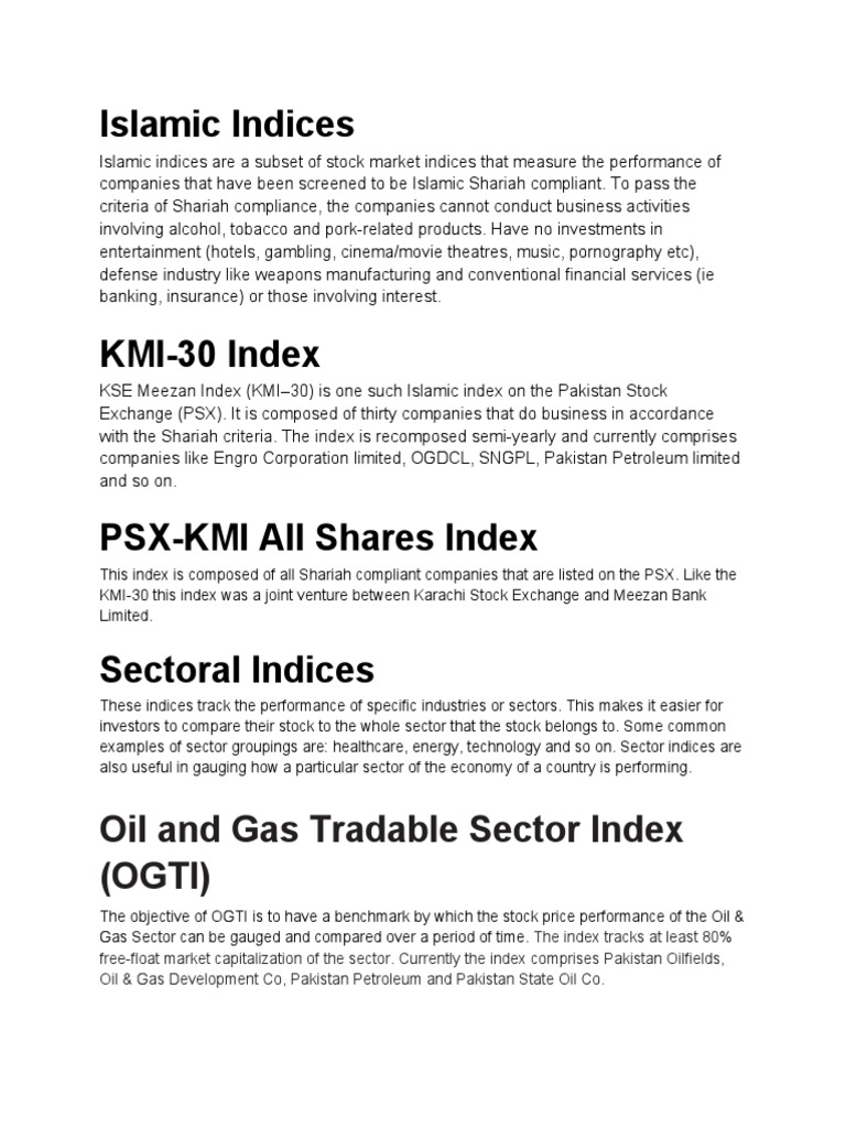 Islamic Indices: Oil and Gas Tradable Sector Index (OGTI) | PDF | Stock ...