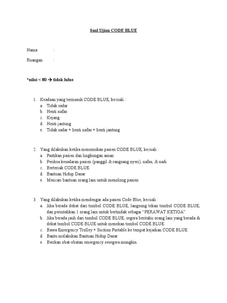 Soal CODE BLUE | PDF | Sains & Matematika | Gaya Hidup