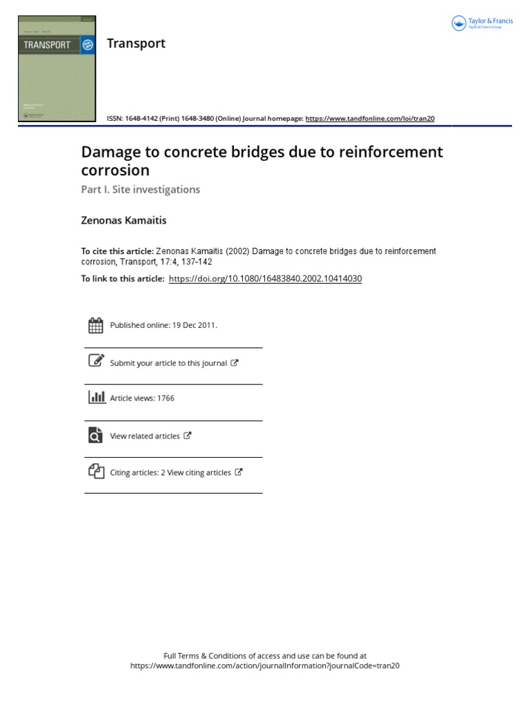 Damage To Concrete Bridges Due To Reinforcement Corrosion | PDF ...