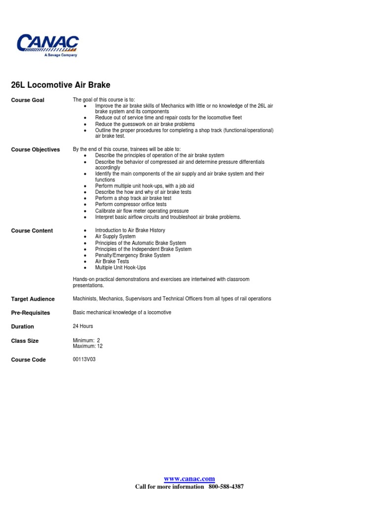 26L Locomotive Air Brake: Course Goal | PDF | Brake | Mechanical ...