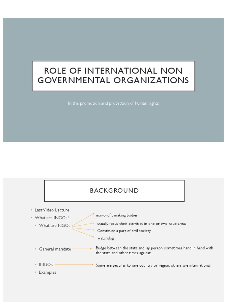 Role of Non Governmental Organization in Promotiom and Protection of ...