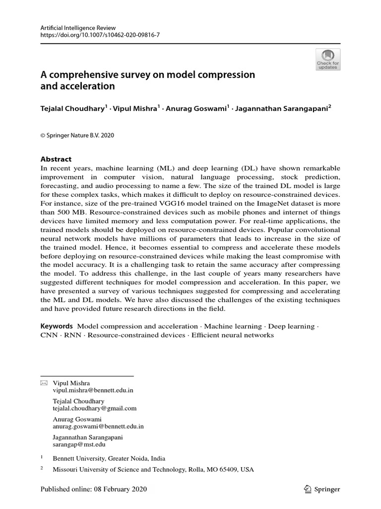 A Comprehensive Survey On Model Compression and Acceleration | PDF ...