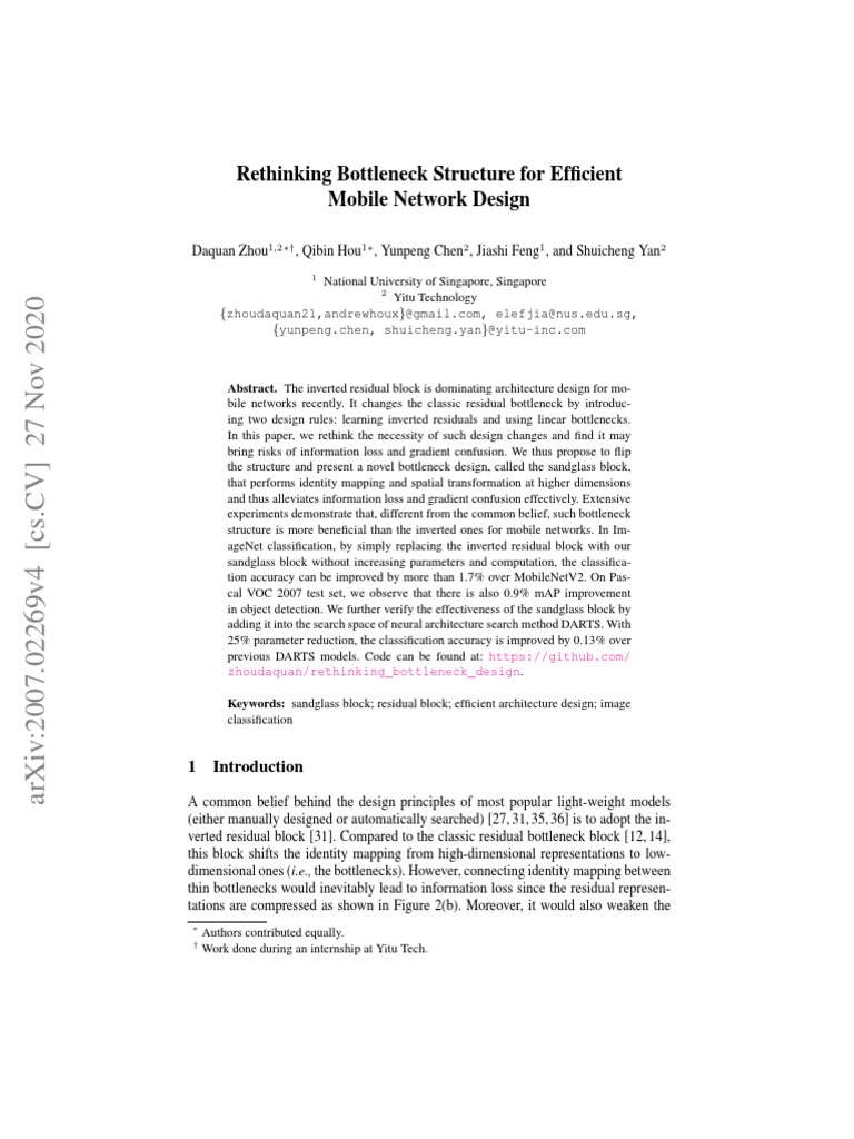 (2020-ECCV) Rethinking Bottleneck Structure For Efficient Mobile Network Design | PDF | Data ...
