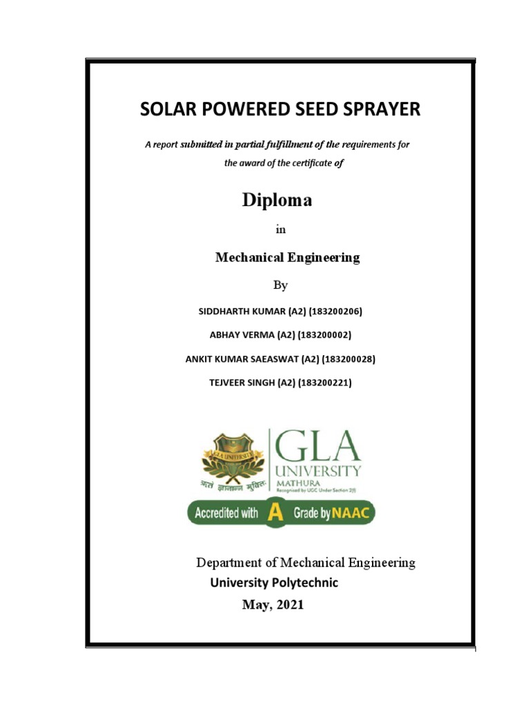 Design and Development of a Solar Powered Seed Sprayer for Agricultural ...