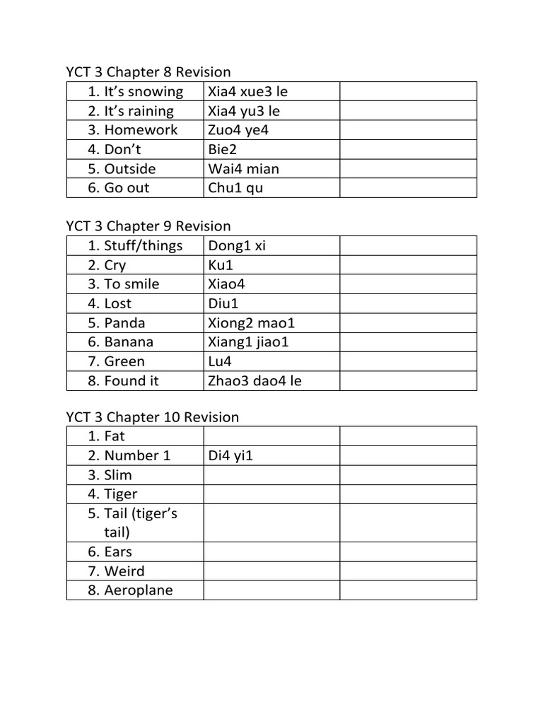 YCT 3 Chapter 8 To 10 | PDF