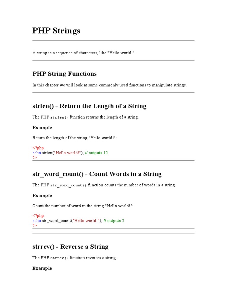 PHP Strings | PDF | String (Computer Science) | Php