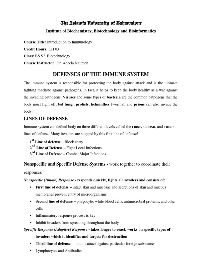 Introduction To Immunology, Lecture# 4 (Dr. Adeela Naureen) | PDF | Phagocyte | Immune System