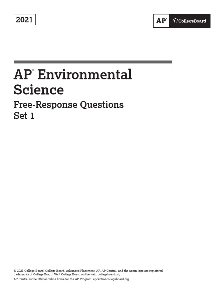 AP Environmental Science: Free-Response Questions Set 1 | PDF ...