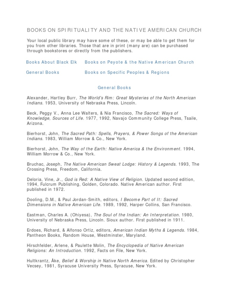 Native American Spirituality Books Guide | PDF | Indigenous Peoples Of ...