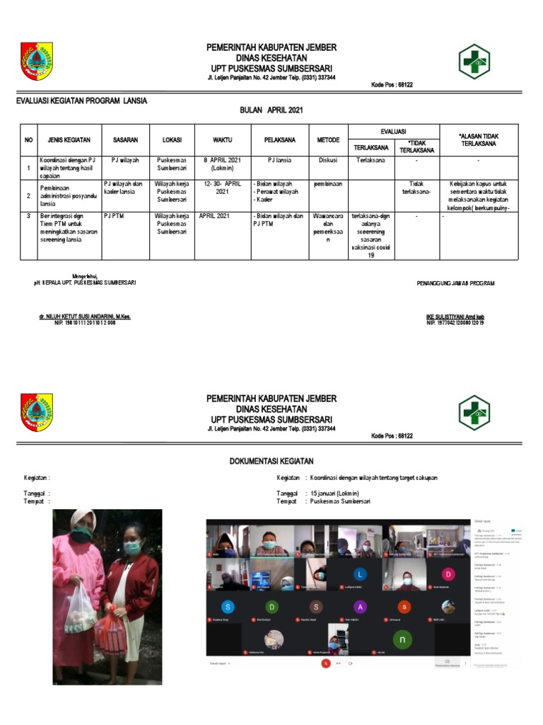 Pdca Lansia April 2021 | PDF