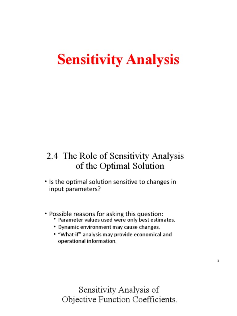 02 Presentation 1 | PDF | Sensitivity Analysis | Mathematical Optimization