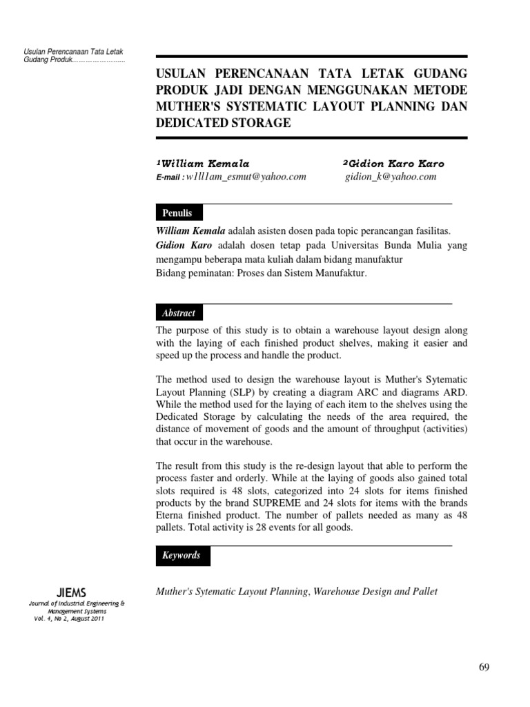 Usulan Perencanaan Tata Letak Gudang Produk Jadi Dengan Menggunakan Metode Muther'S Systematic ...