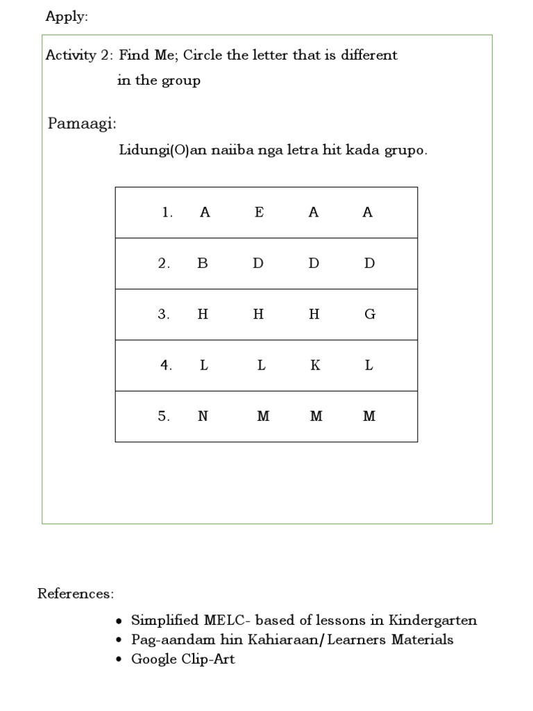 Worksheet in Kindergarten Day1 Activity3 | PDF