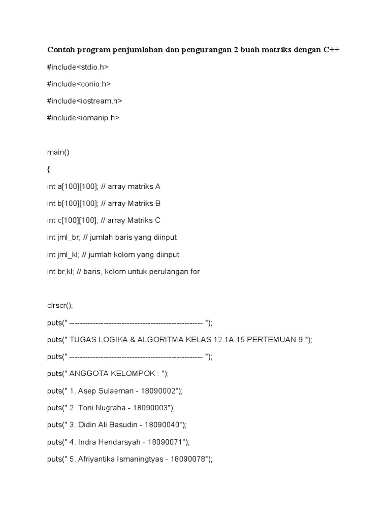 Contoh Program Penjumlahan Dan Pengurang | PDF | Teaching Mathematics ...