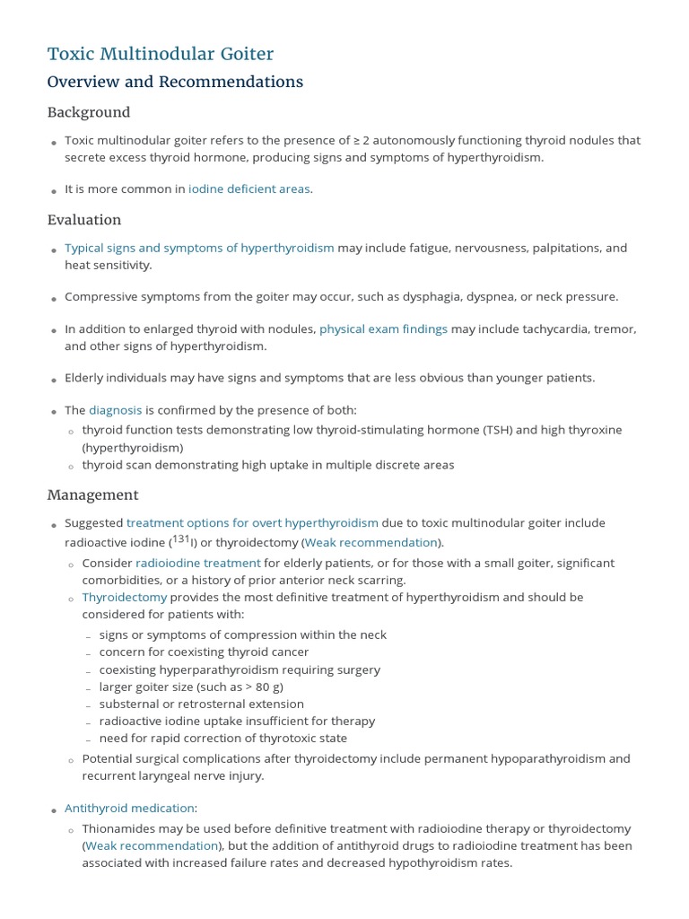 Toxic Multinodular Goiter | PDF | Hyperthyroidism | Thyroid Stimulating ...