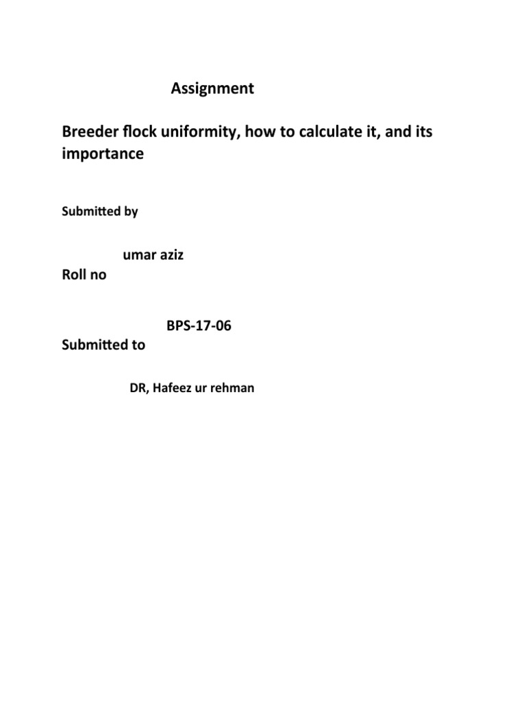 Breeder Flock Uniformity Pdf Broiler Birds