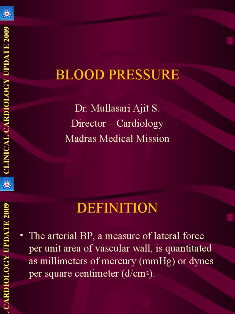 Blood Pressure: Dr. Mullasari Ajit S. Director - Cardiology Madras ...