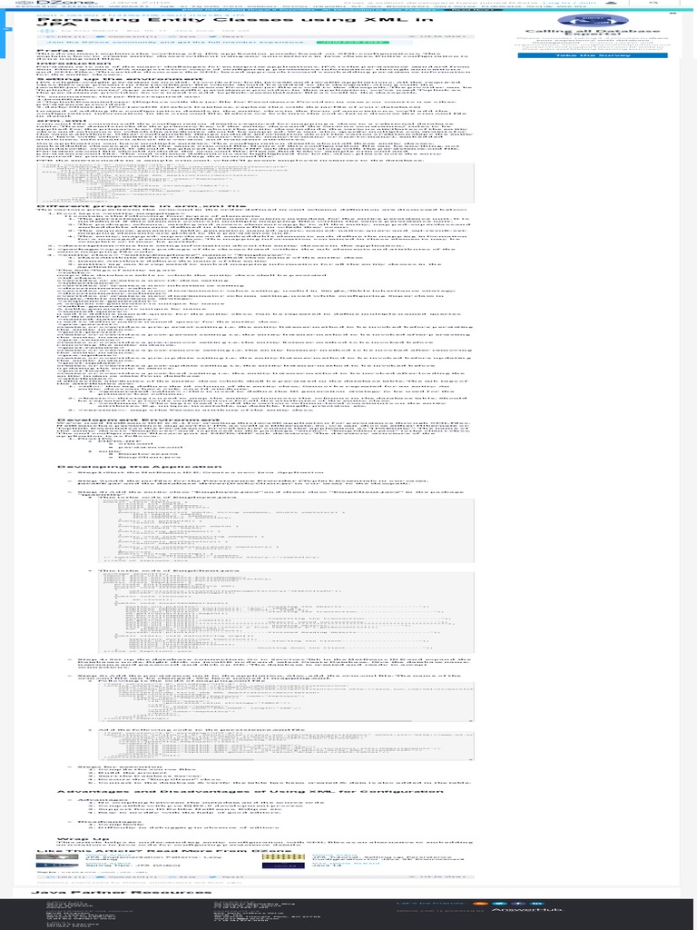 Persisting Entity Classes Using Xml In Jpa Dzone Java Pdf Software Development Object