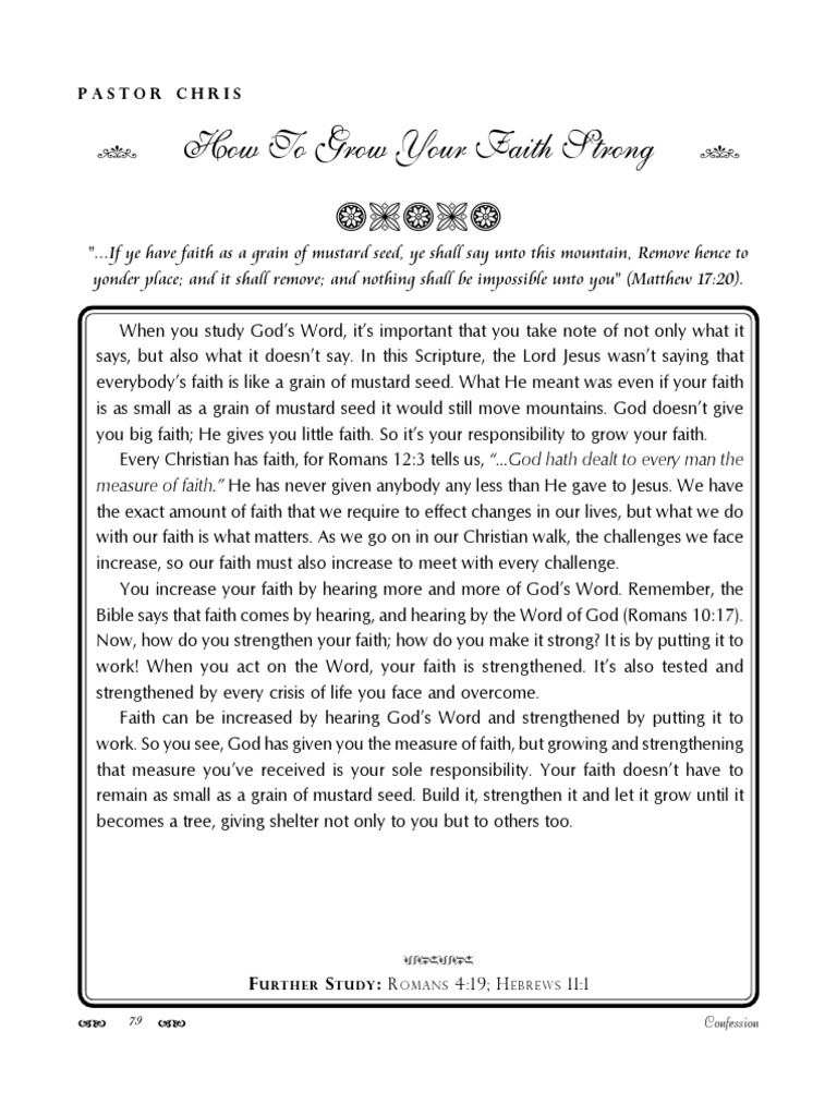 How To Grow Your Faith Strong: Pastor Chris | PDF