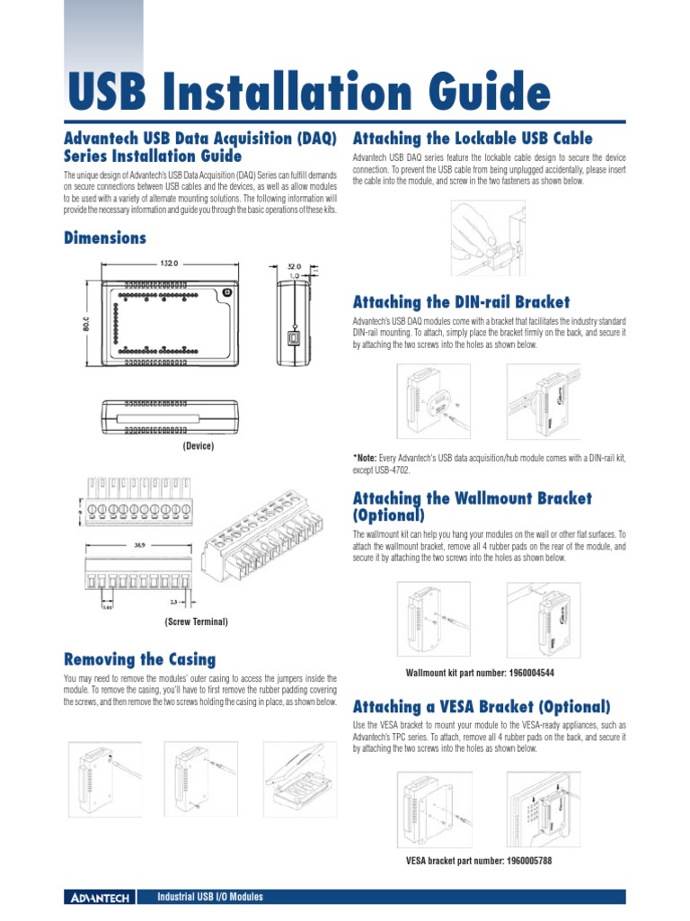 Advantech - USB Installation Guide | PDF | Usb | Screw