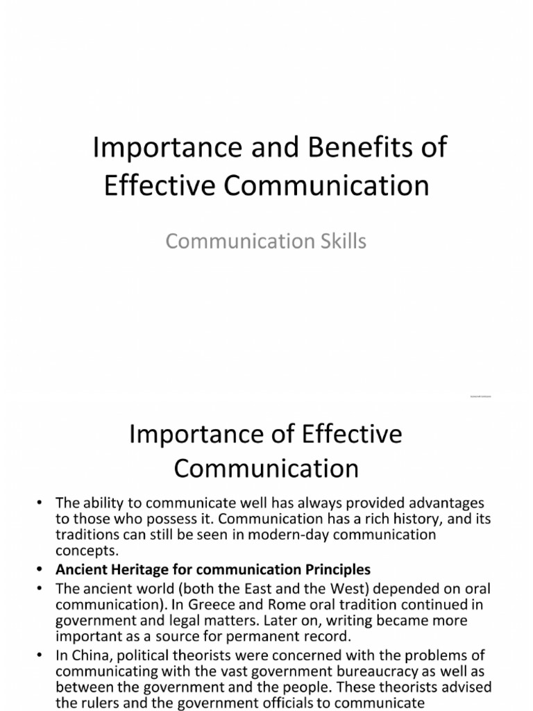 Importance and Benefits of Effective Communication | PDF