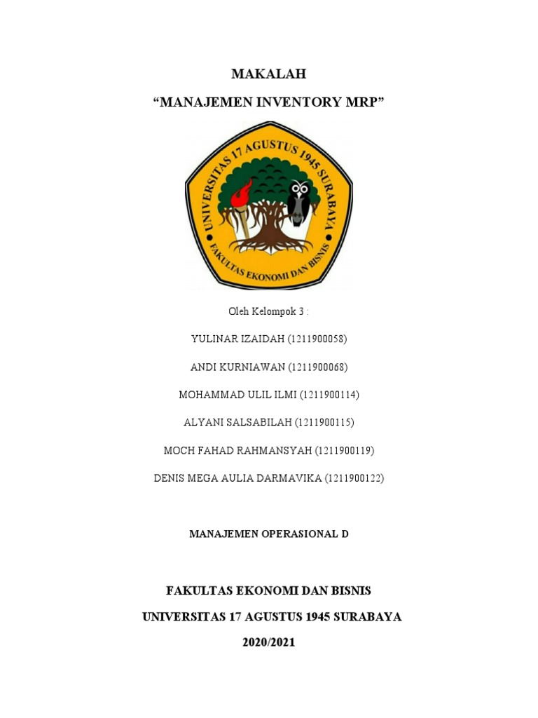 Tugas Operasional Kelompok 3 (Manajemen Inventory MRP) | PDF | Bisnis