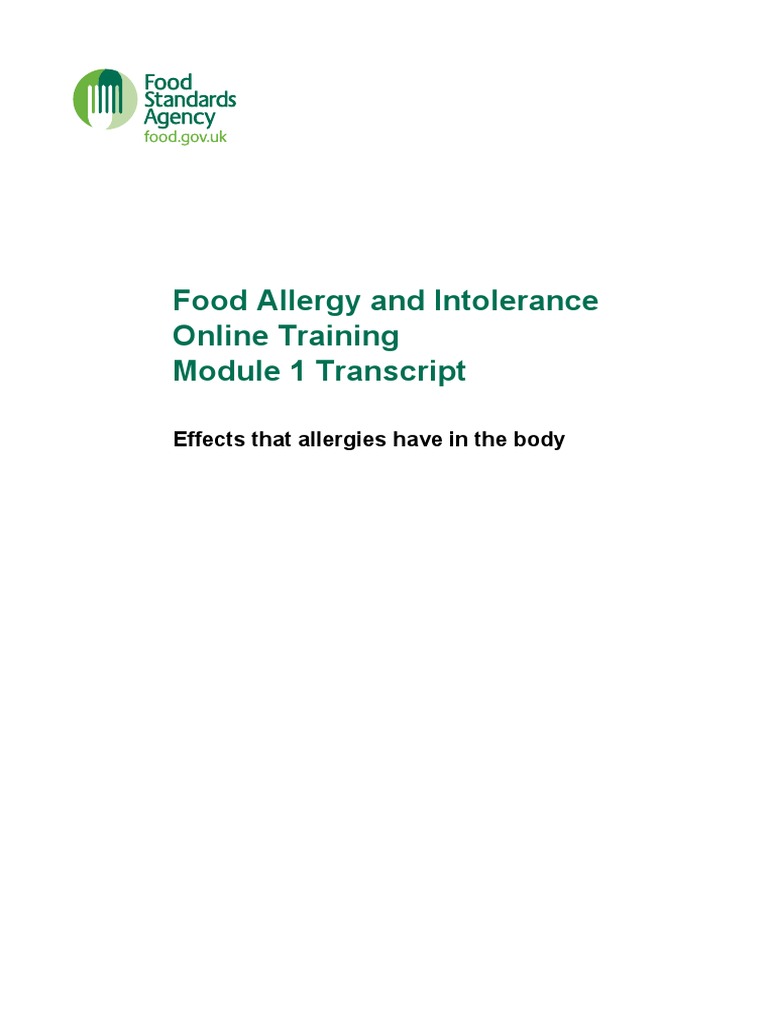 Food Allergy Training | PDF | Food Allergy | Allergy