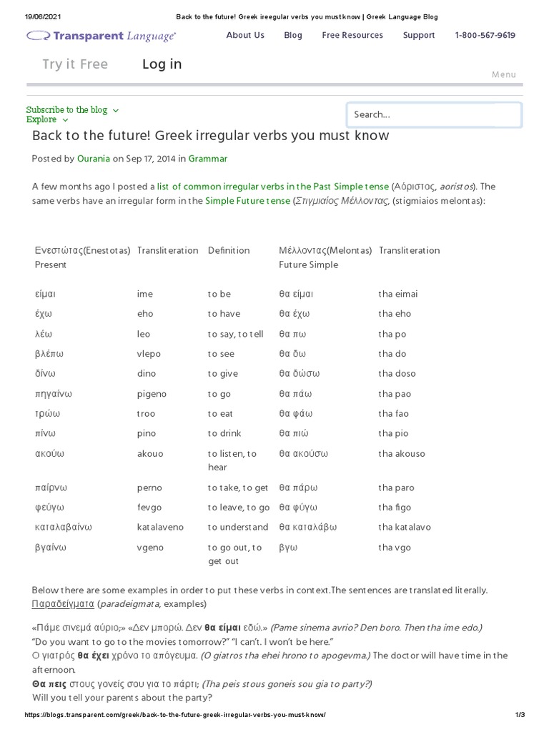 Back To The Future! Greek Ireegular Verbs You Must Know - Greek ...