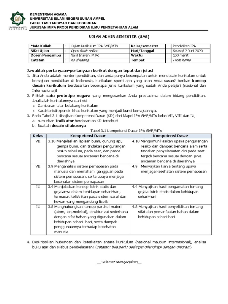 Desain Kurikulum Pendidikan IPA SMP | PDF