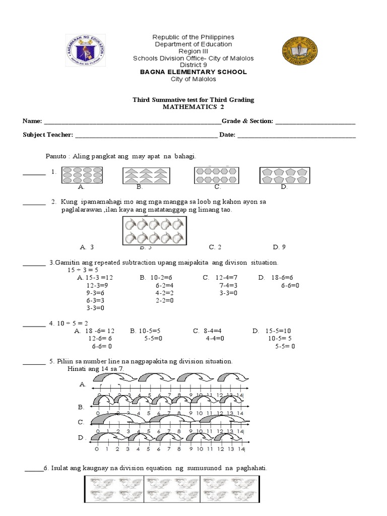 3rd Summative Test 3rd Grading (Math)