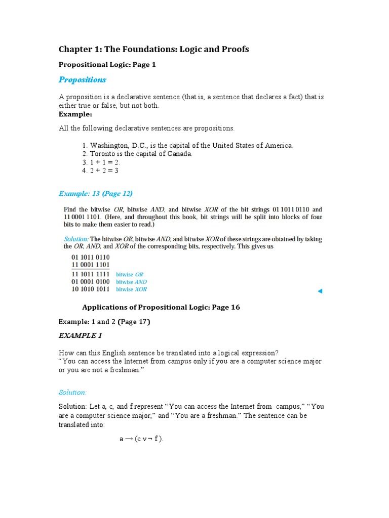Propositions: Chapter 1: The Foundations: Logic and Proofs | PDF | Vertex (Graph Theory ...