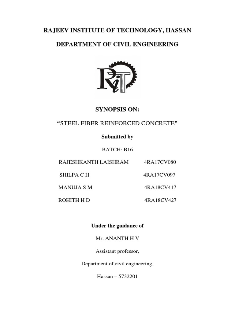 Rajeev Institute of Technology, Hassan Department of Civil Engineering ...