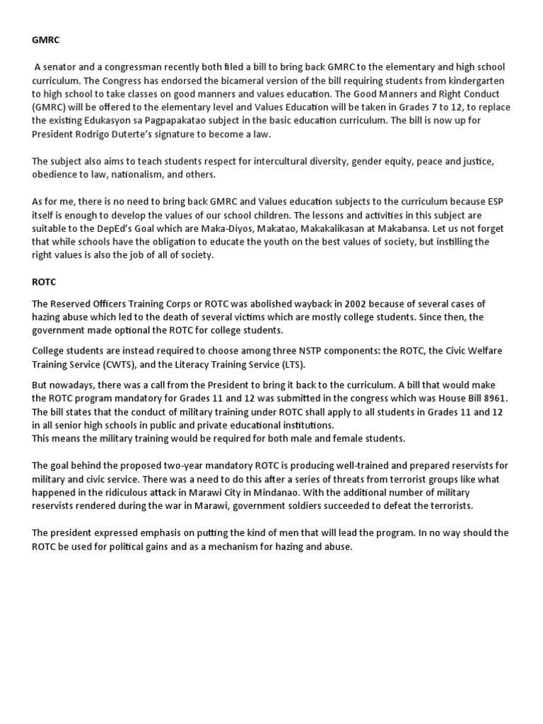 GMRC & ROTC | PDF | Reserve Officers' Training Corps | Government