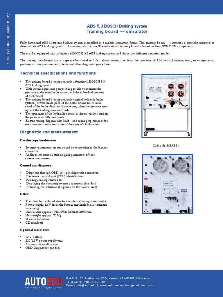 ABS 5. 3 BOSCH Braking System Training Board - Simulator: Technical ...