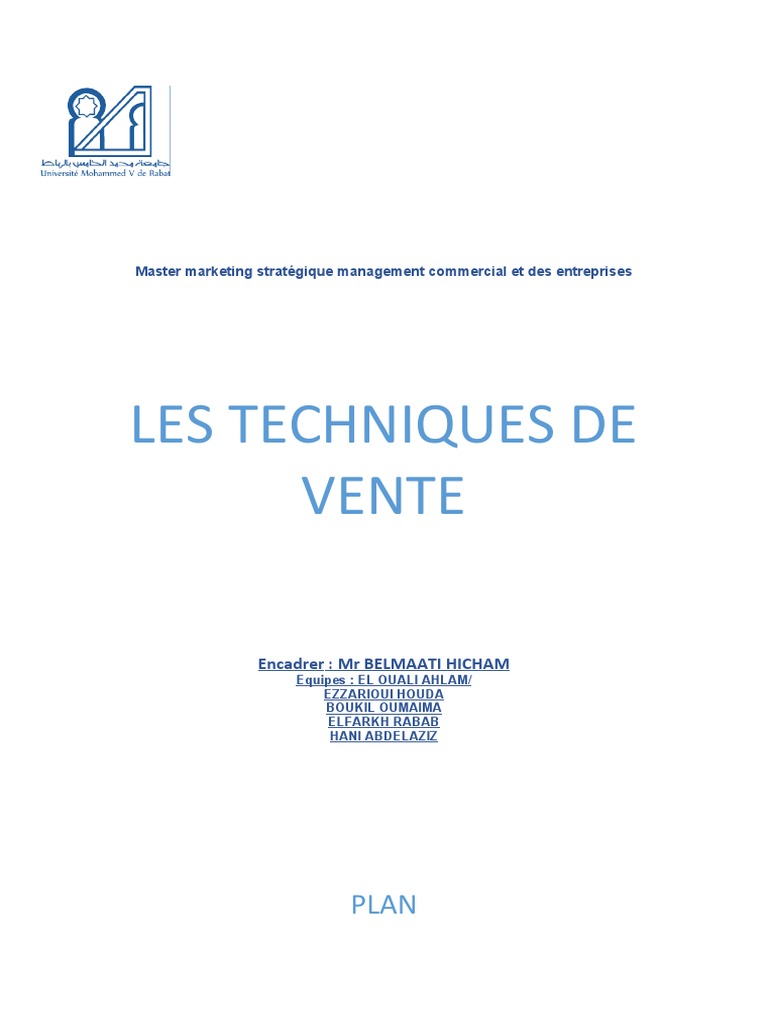 Rapport Techniques de Vente | PDF | Sodles | Négociation