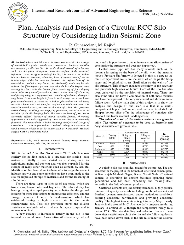 RCC Silo Design for Seismic Zones | PDF | Deep Foundation | Cement