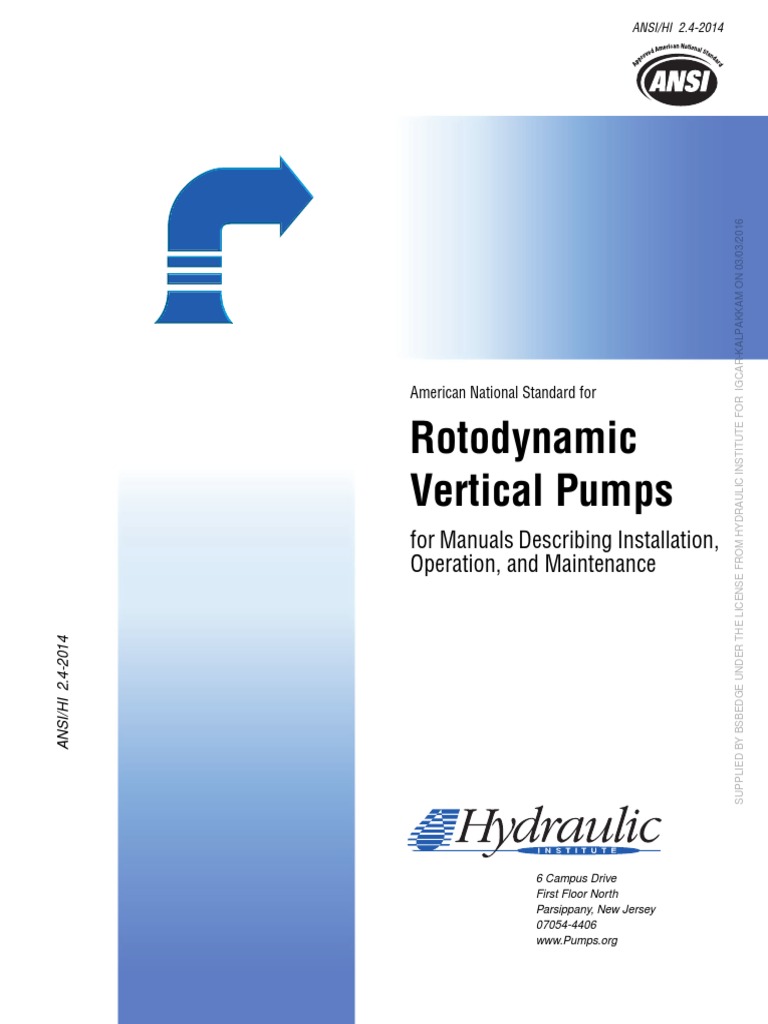 Rotodynamic Vertical Pumps: For Manuals Describing Installation ...