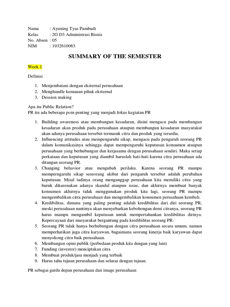 SUMMARY Dan REFLECTIVE ESSAY PUBLIC RELATION | PDF | Karier & Perkembangan