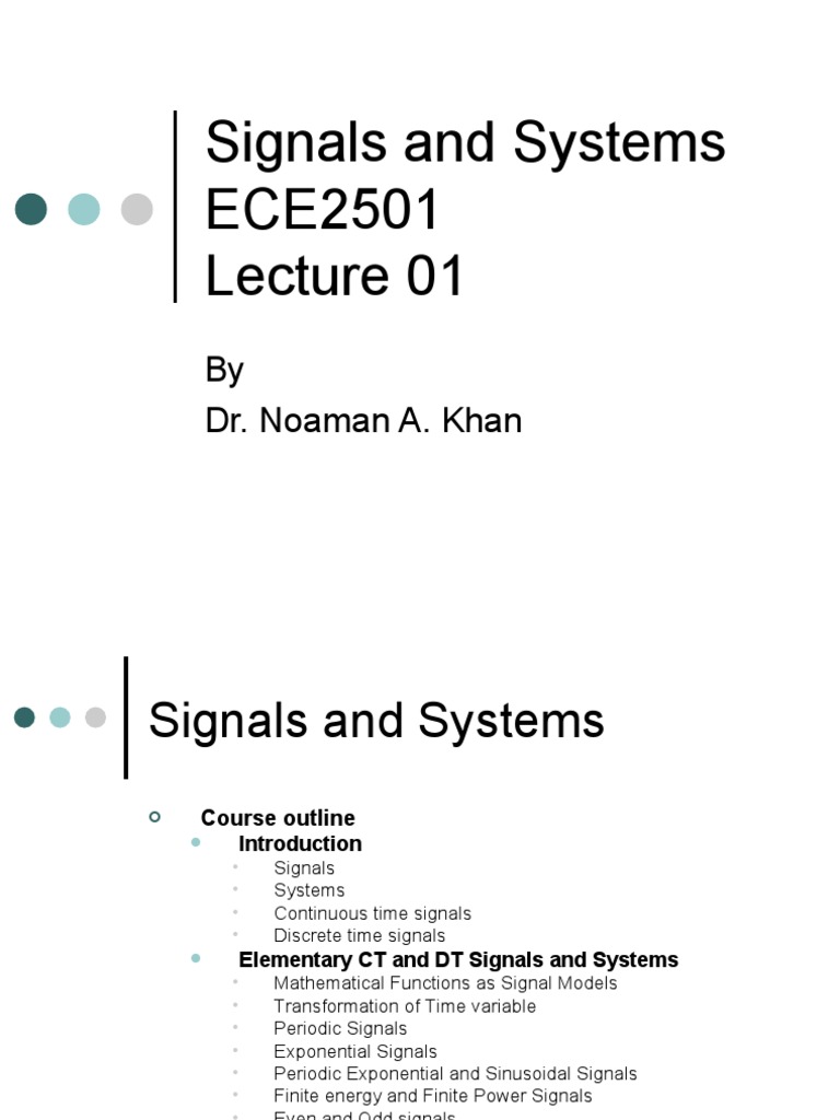Signals and System Lecture 1 | PDF | Applied Mathematics | Signal Processing