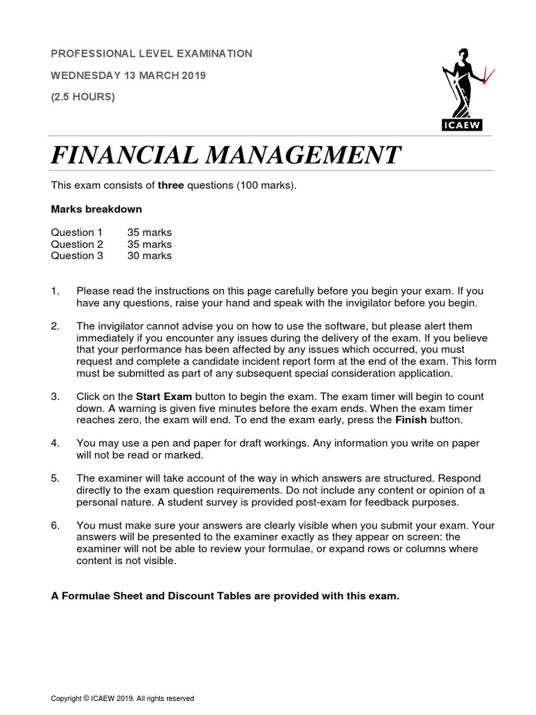 Financial Management Exam March 2019 | PDF | Hedge (Finance) | Dividend