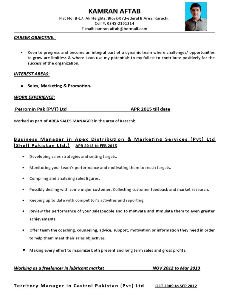 Resume of Kamran Aftab highlighting over 20 years of experience in ...