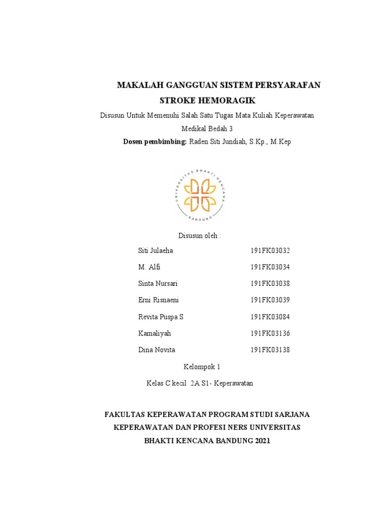 Makalah Stroke Hemoragik Kel 1-1 | PDF