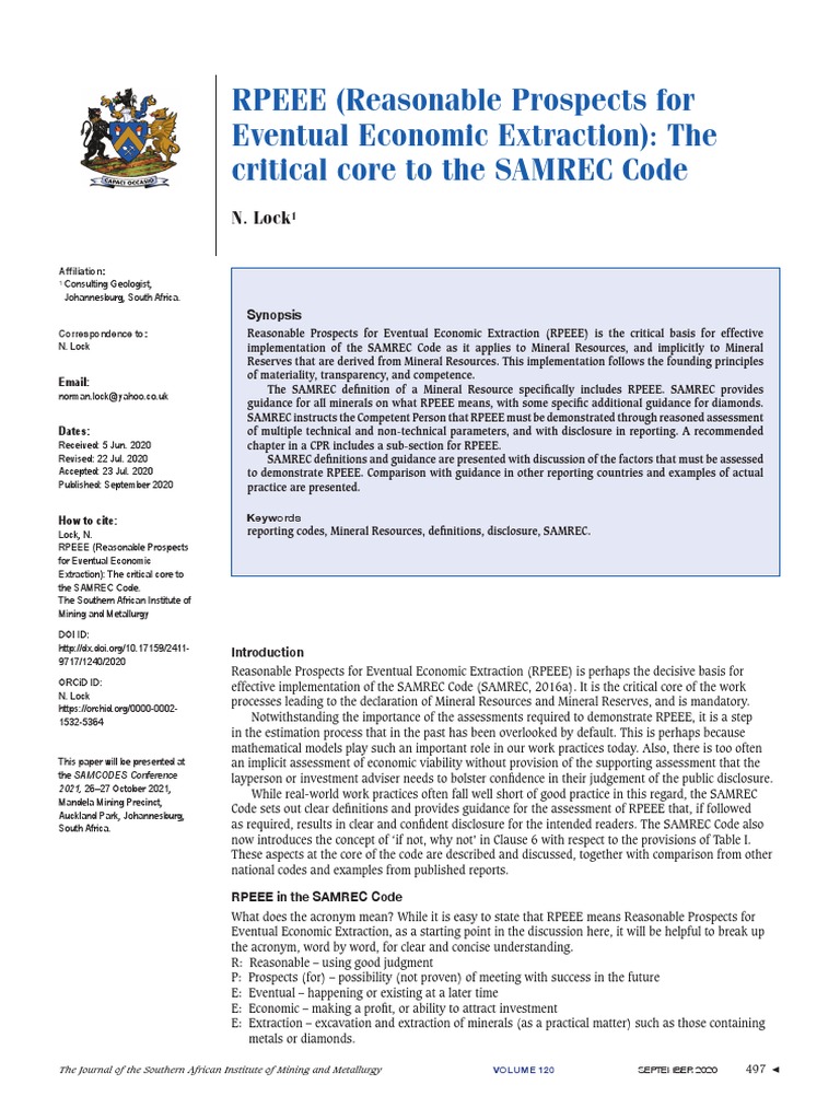 RPEEE Core To SAMREC | PDF | Mining | Diamond