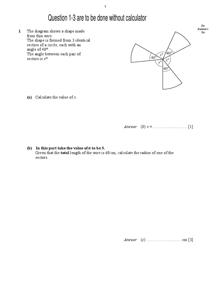 Arc Length and Area of Sector Worksheet | PDF | Area | Geometric Objects
