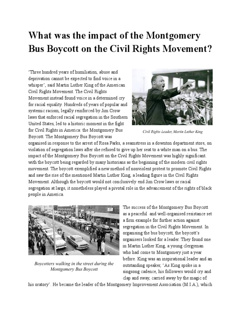What Was The Impact of The Montgomery Bus Boycott On The Civil Rights ...
