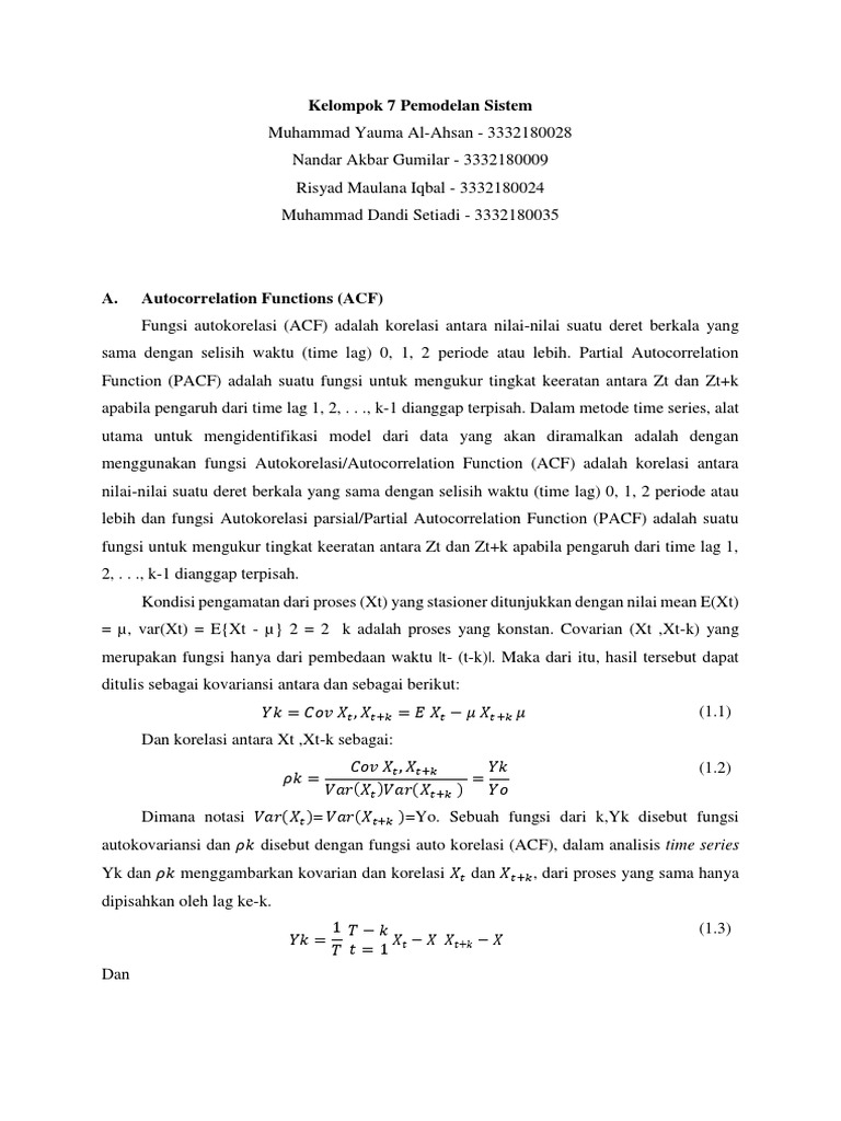 ACF dan CCF dalam Time Series | PDF | Metode & Bahan Ajar